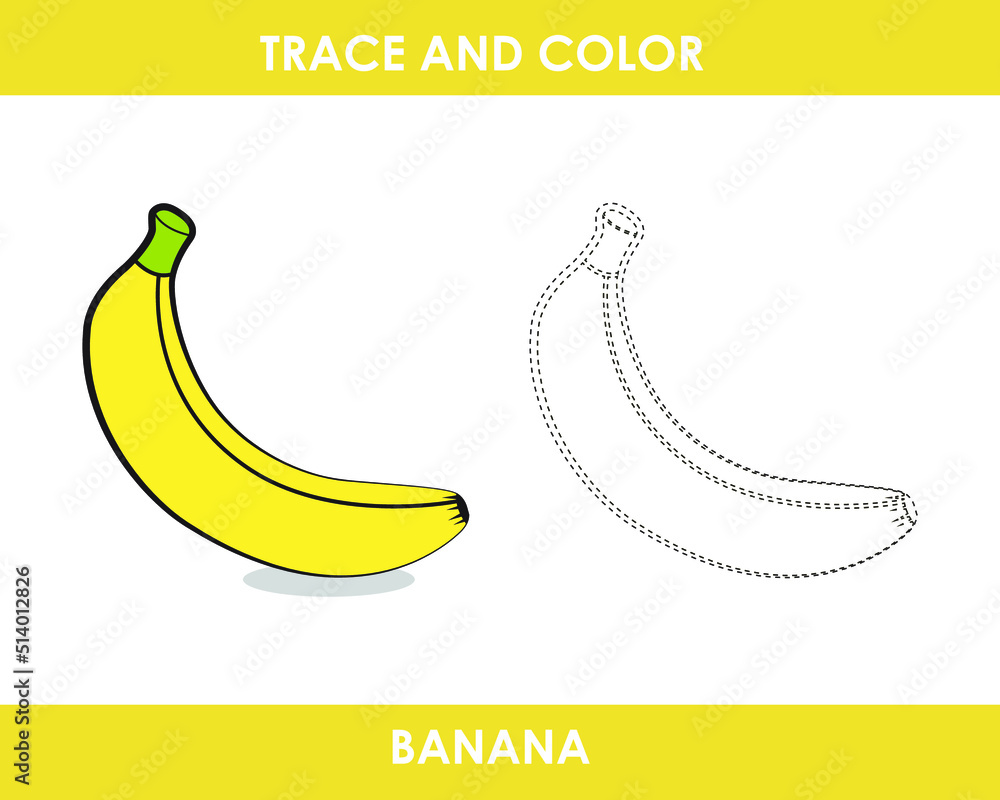 Hand drew banana outline illustration trace and color Stock Vector ...