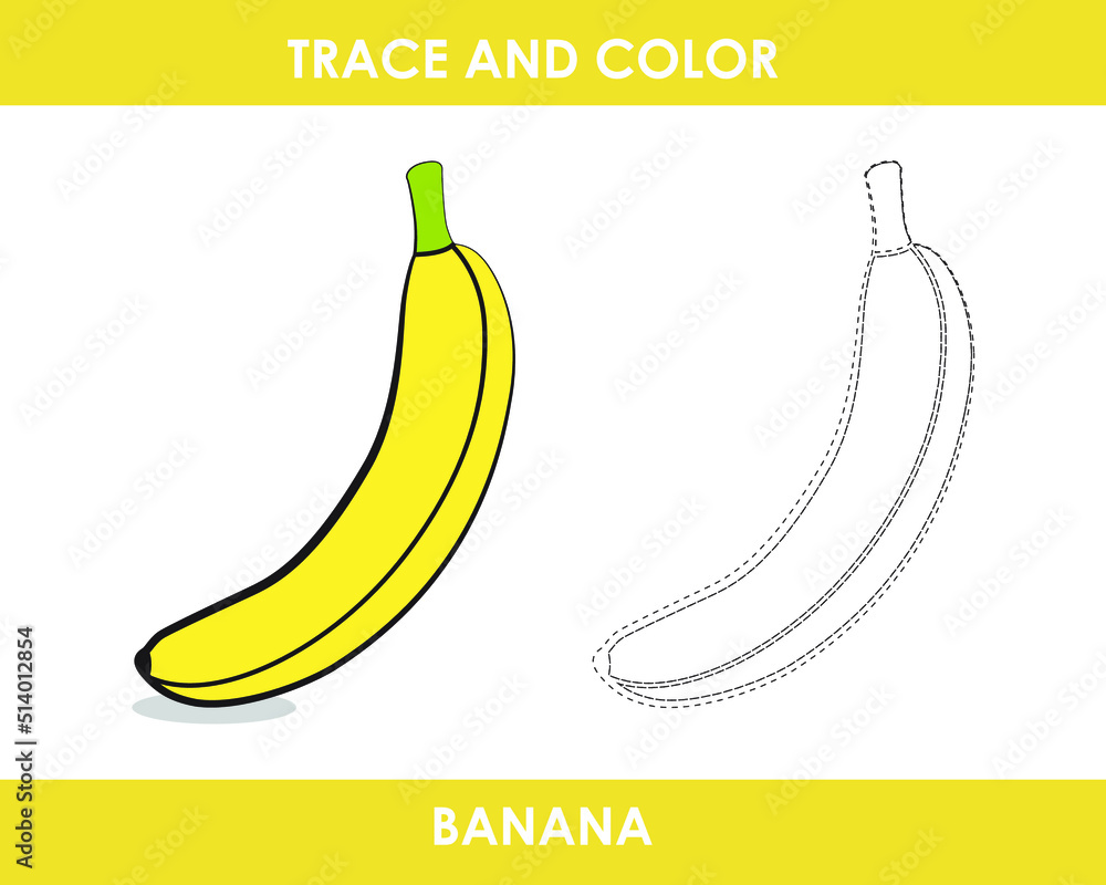 Hand drew banana outline illustration trace and color Stock Vector ...