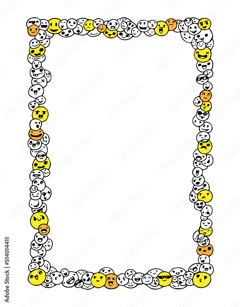 Doodle frame hand-drawn style, border drawing vector. Set of doodle ...