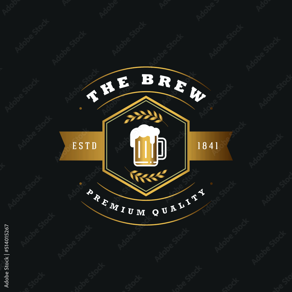 Vintage alcohol label style logo design, beer company logo design Stock ...
