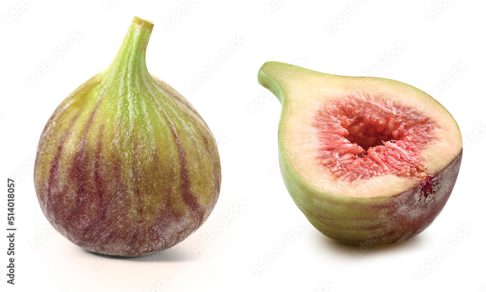Figo inteiro e figo cortado em fundo branco Stock Photo | Adobe Stock