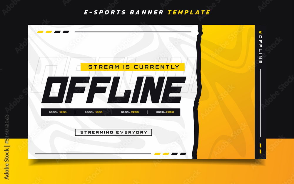 Stream Offline Gaming Banner Screen Template with Logo for Social Media ...