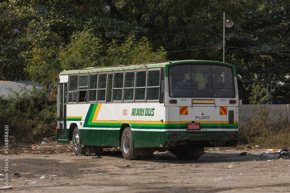 Mandalay, Burma - Dec 3121, 2019: An old bus parked at the side of the ...