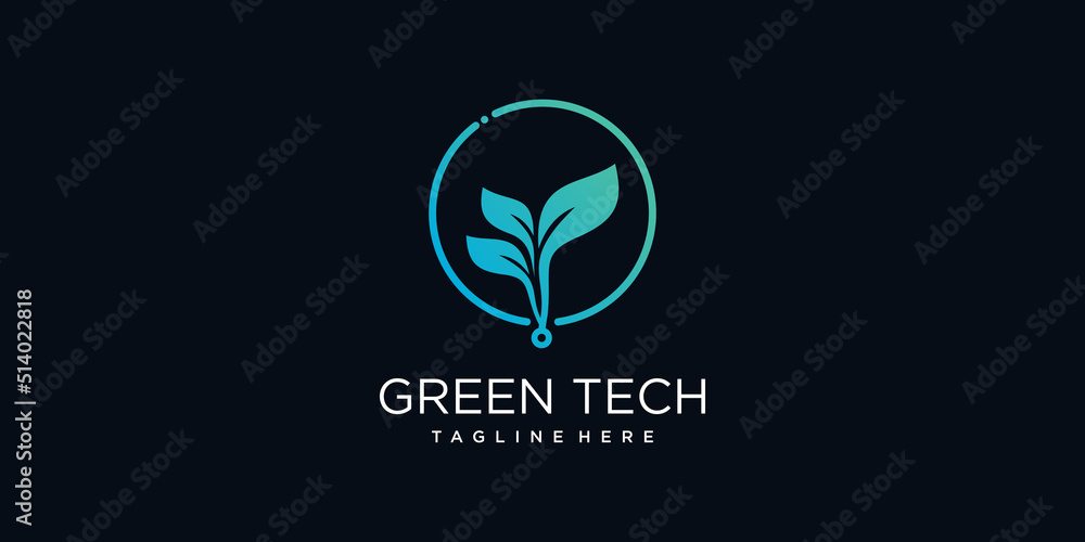 Nature logo design with modern technology style Premium Vector Stock ...