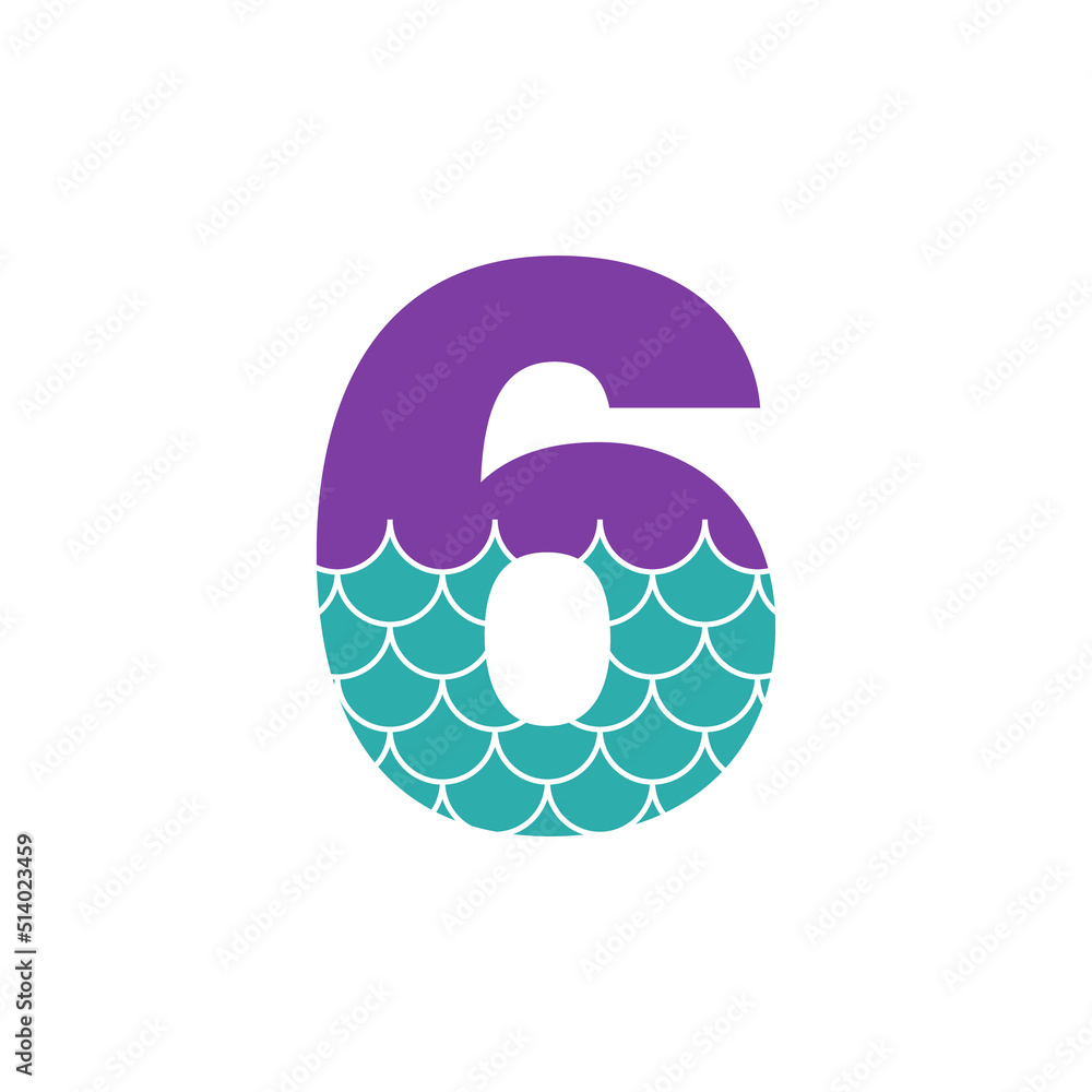Mermaid birthday number 6. Clipart image isolated on white background ... Mermaid birthday number 6. Clipart image isolated on white background ...