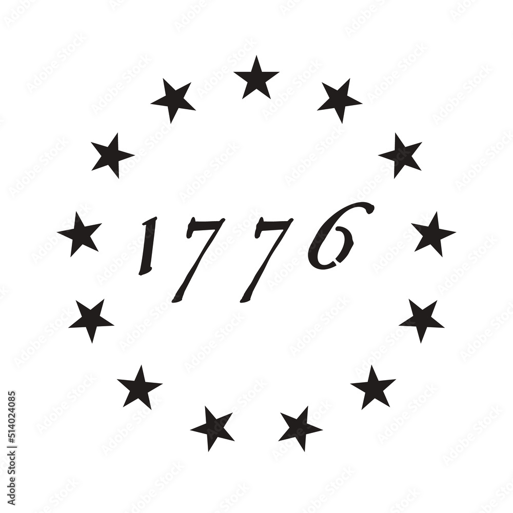 Betsy ross 1776 stencil. Clipart image isolated on white background ...