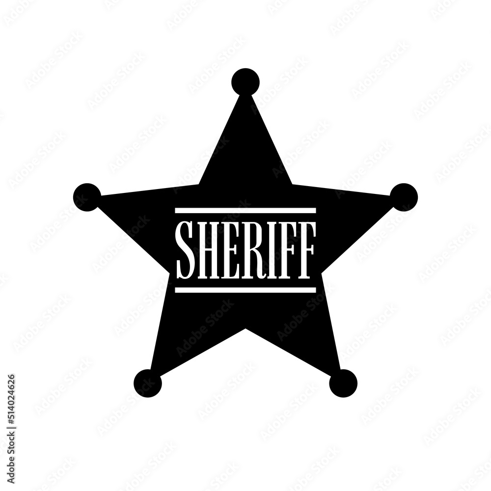 5 point sheriff star badge silhouette icon. Clipart image isolated on white background Stock ...