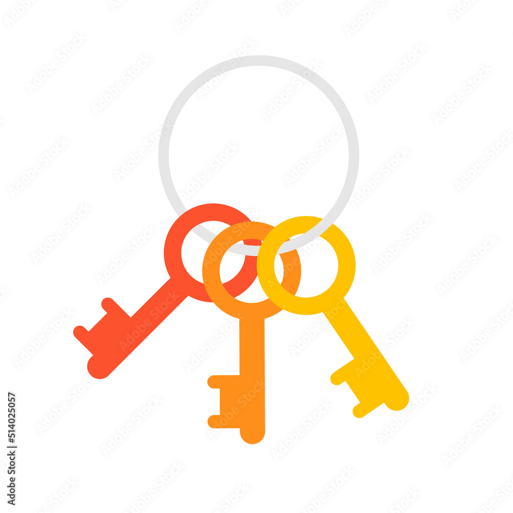 Bunch of three keys cartoon icon. Clipart image isolated on white ...