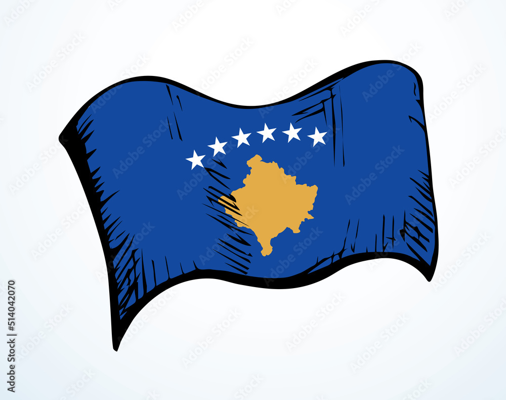 Flag of Kosovo. Vector drawing sign Stock Vector | Adobe Stock