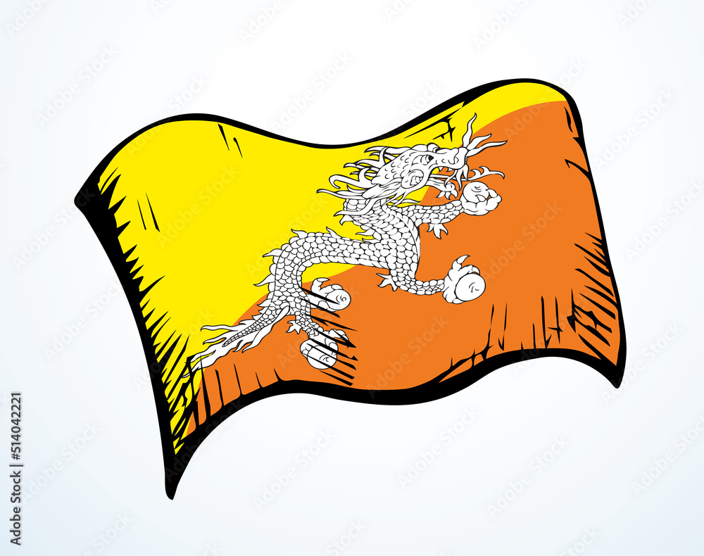 Flag of Bhutan. Vector drawing icon Stock Vector | Adobe Stock