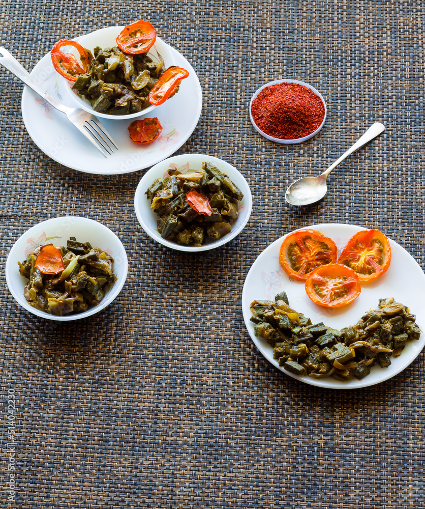 Bhindi Masala or Bharwa Bhindi Do Pyaza is diced Okra sauteed in butter ...