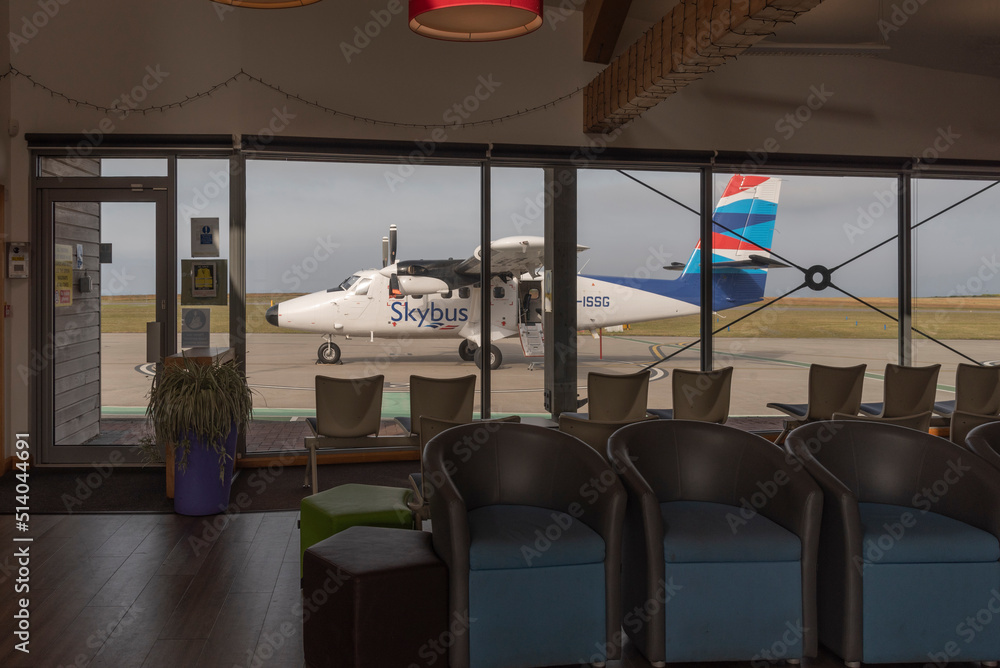 Lands End Airport, St Just, Cornwall, England. UK. Empty departure ...