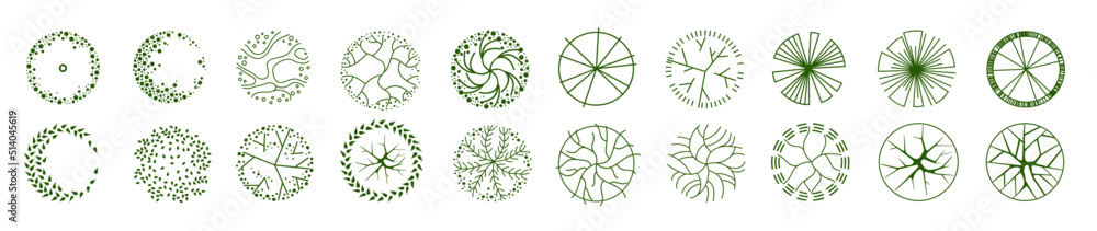 Tree for architectural floor plans. Entourage design. Various trees ...