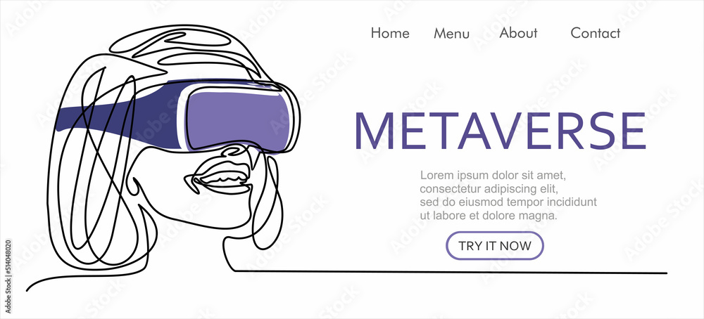 Metaverse digital cyber world technology, woman with virtual reality VR ...
