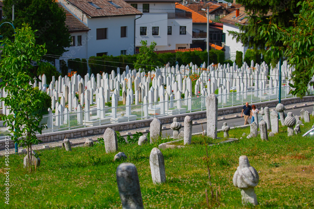 Muslim cemetery dedicated to the victims of the Bosnian war, in ...