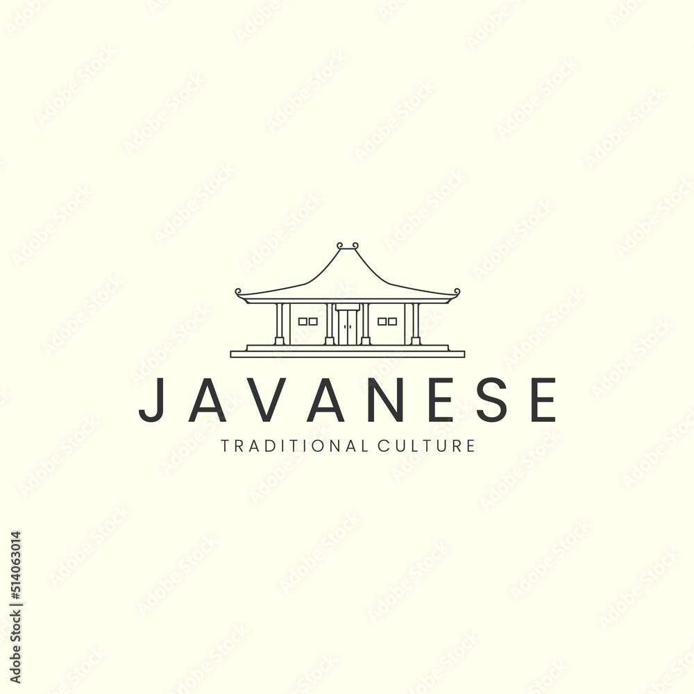 joglo house with linear minimalist style logo icon template design ...