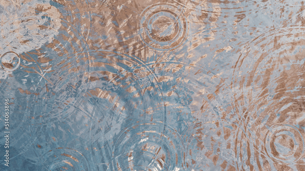 rain falling in a puddle. top view of rain. rain splash. drops of water ...