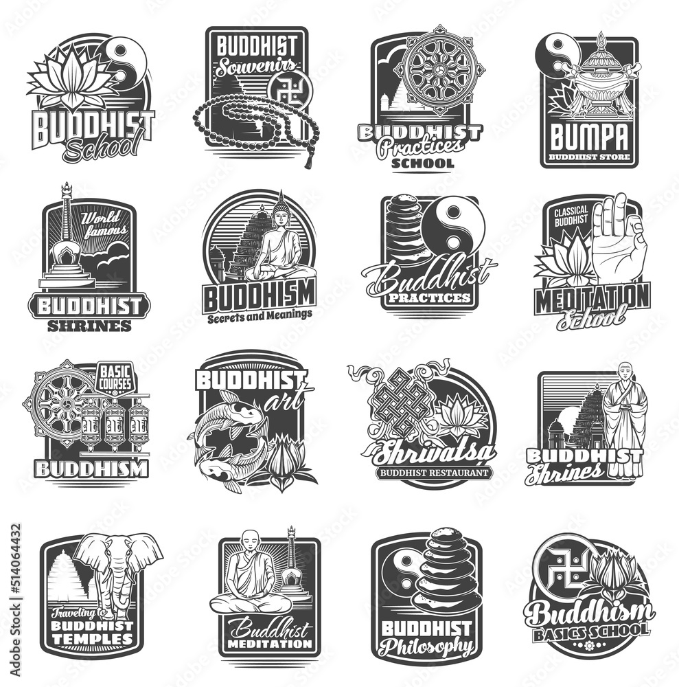 Buddhism religion and Buddhist signs of meditation and Zen signs ...