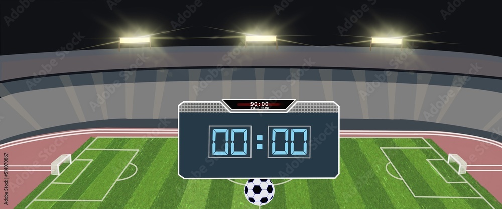 Night football stadium, lights at night and stadium, soccer football ...