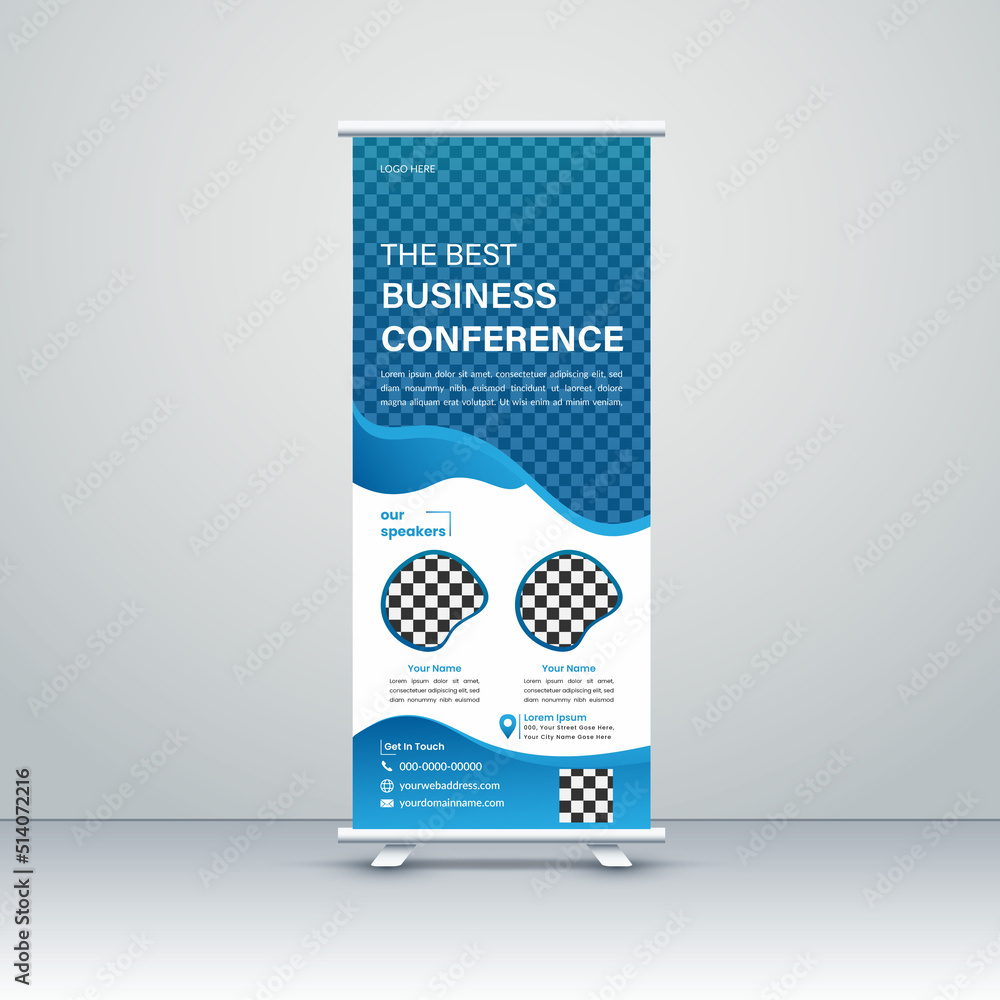Modern Business Conference Roll-up banner stand template design ...