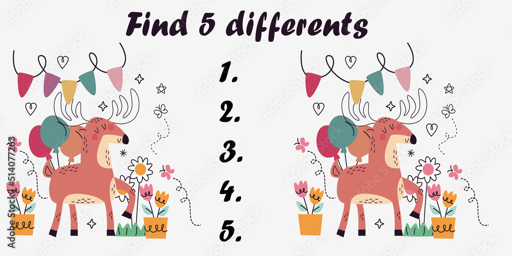 Find 10 differences. Funny cartoon game for kids, with solution. Vector ...