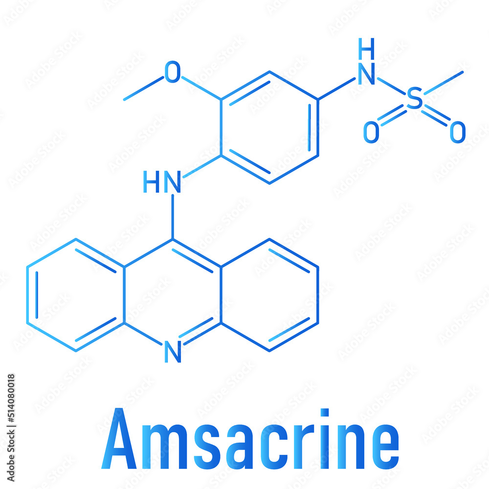 Skeletal formula of Amsacrine cancer drug molecule. DNA intercalating ...