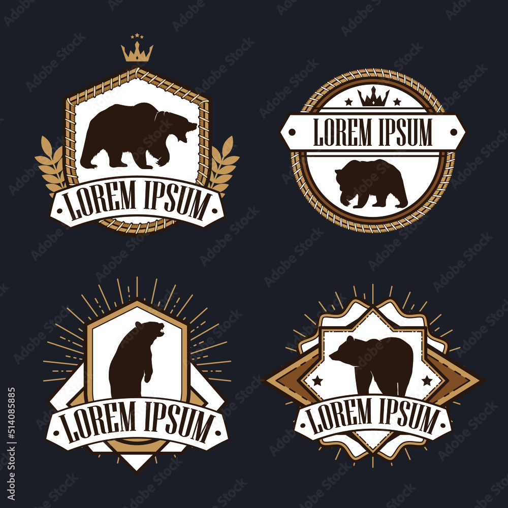 bear logo badge vector illustration set Stock Vector | Adobe Stock
