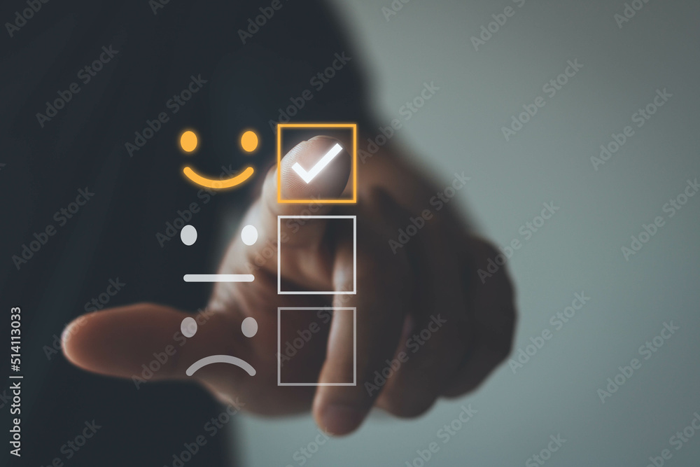 Customer service and Satisfaction concept, Businessman are touching the ...