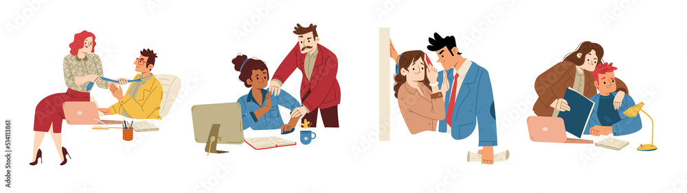 Vetor de Sexual harassment at work concept. Employee abuse ...