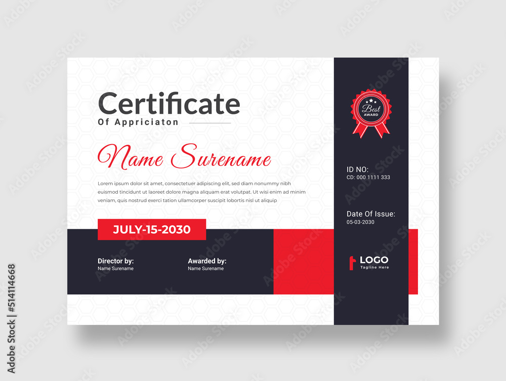 Red Certificate Award Design Template, Certificate Premium template ...