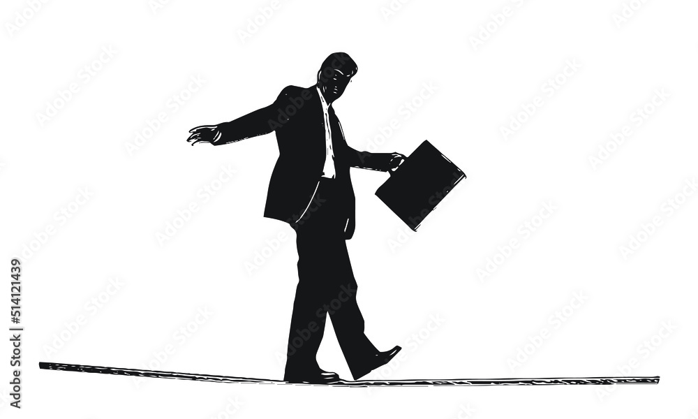 Proffessional Man walking on rope vector, silhouette of doing stunts on ...