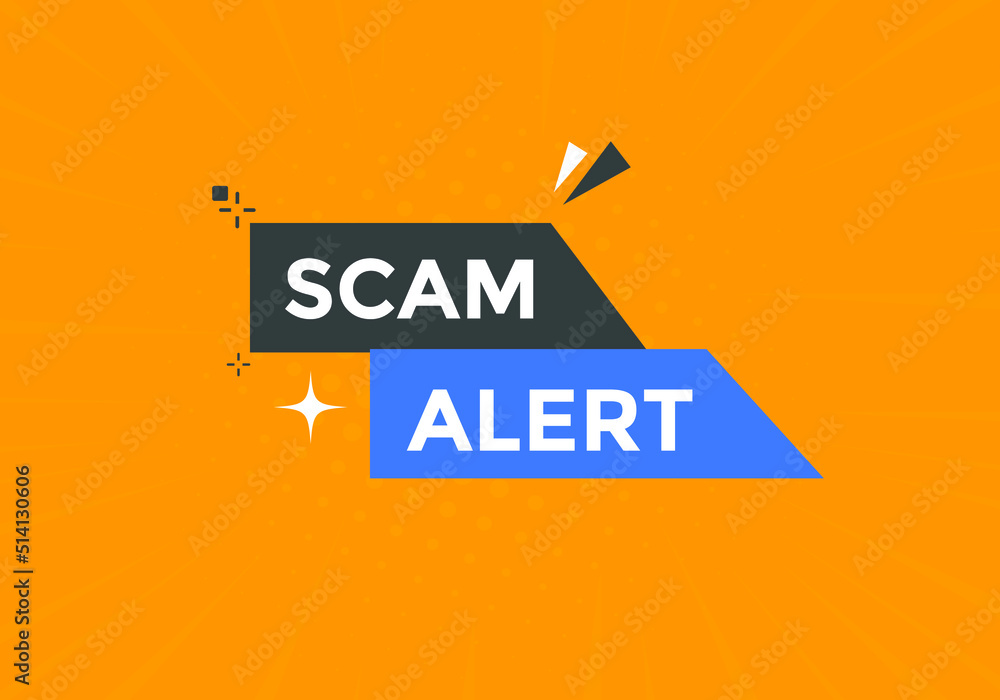 Vetor de Scam alert text label sticker. Scam Alert Warning Sign do ...