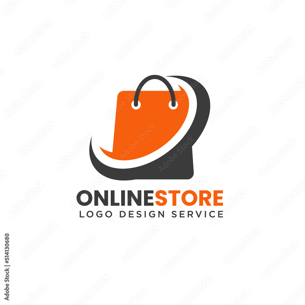 Eshop bag or online Shopping Logo also estore logo design Stock Vector ...