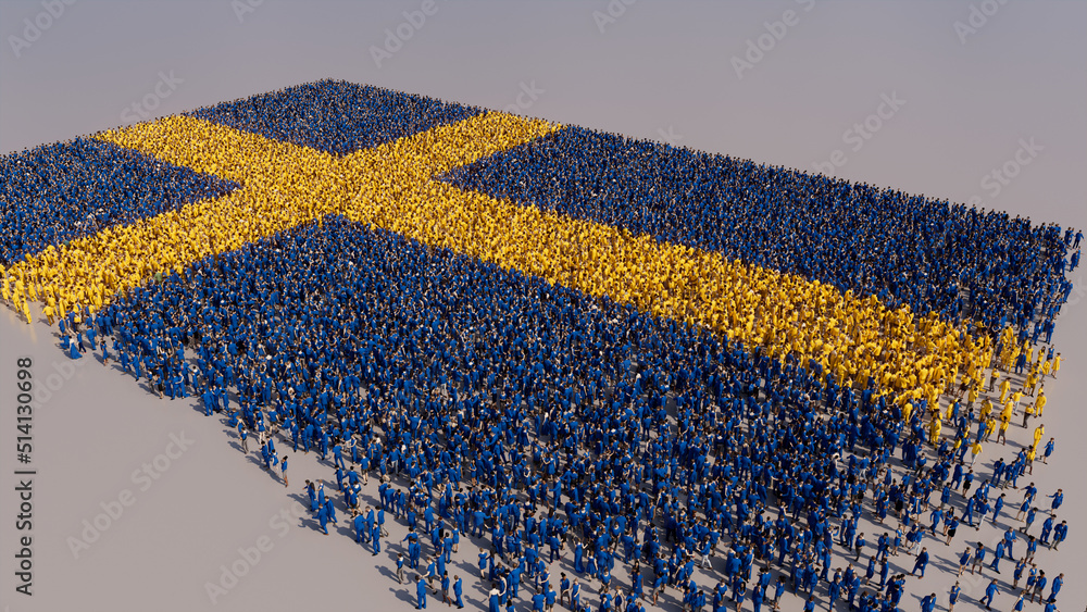 Swedish Banner Background, with People congregating to form the Flag of ...