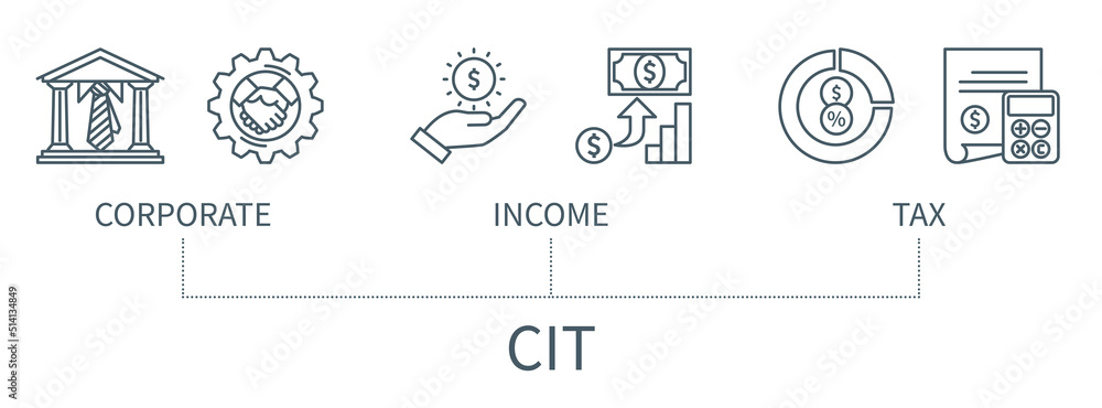 Corporate Income Tax infographic in minimal outline style Stock Vector ...