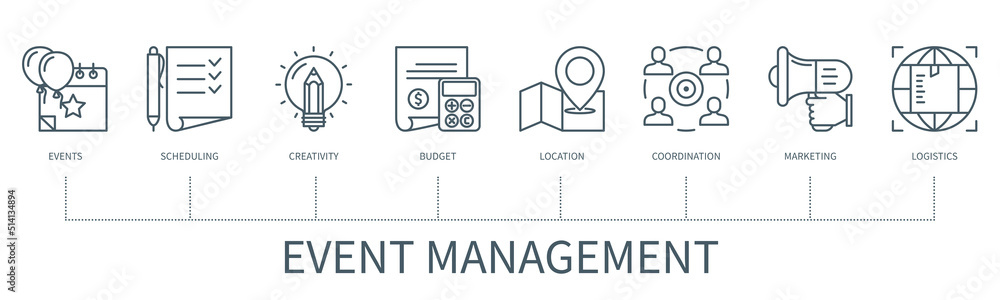 Event management infographic in minimal outline style Stock Vector ...