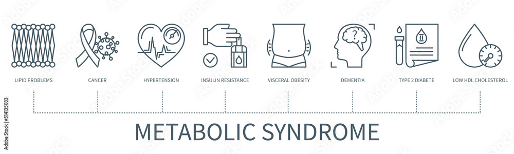 Metabolic syndrome infographic in minimal outline style Stock Vector ...
