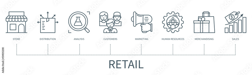 Retail vector infographic in minimal outline style Stock Vector | Adobe ...