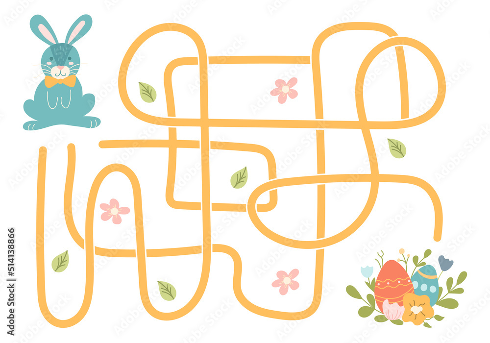 Labyrinth, help the rabbit find the right way to the Easter eggs ...