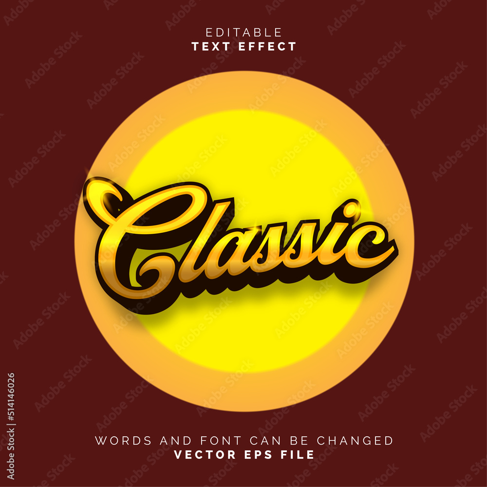 Classic text effect template with 3d type style and retro concept use ...