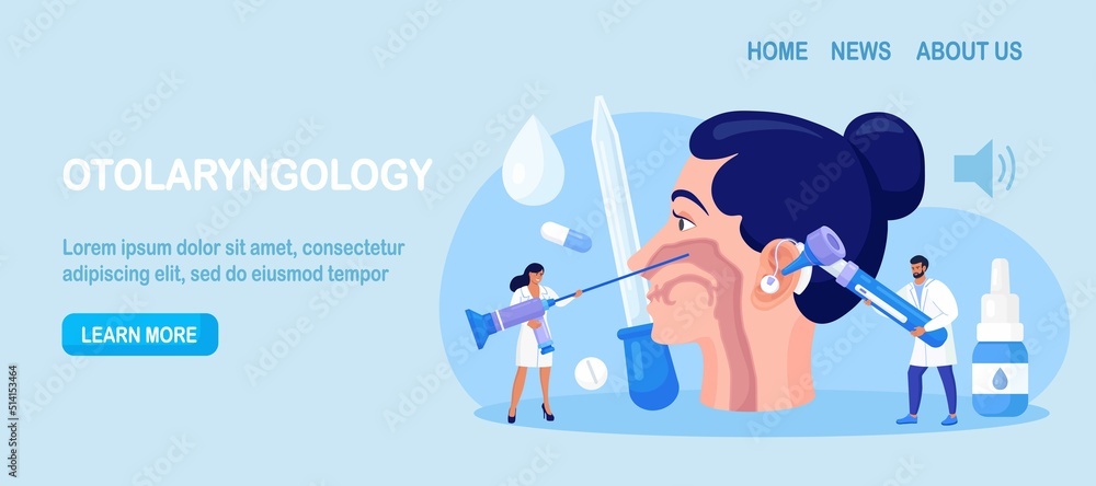 Otolaryngology concept. ENT doctor treating diseases of ear, nose ...