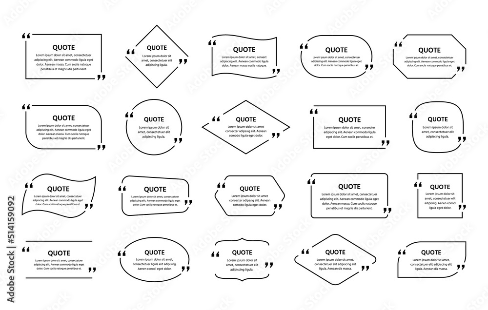 Quote text box. Vector illustration. Template quotation frame in simple ...