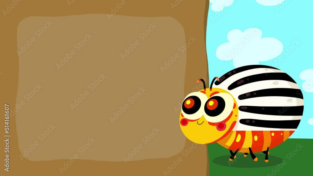 Cartoon character potato colorado beetle animal walking loop animation ...