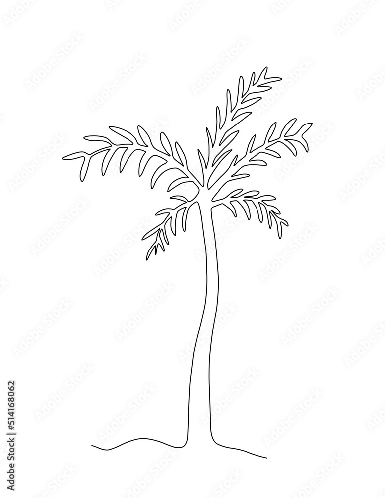 one line palm tree illustration drawing. abstract minimal line art ...