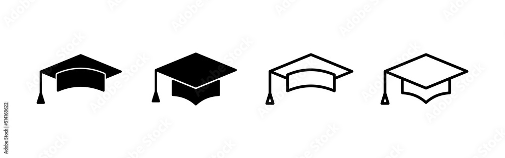 Education icon vector. Graduation cap sign and symbol. Graduate ...
