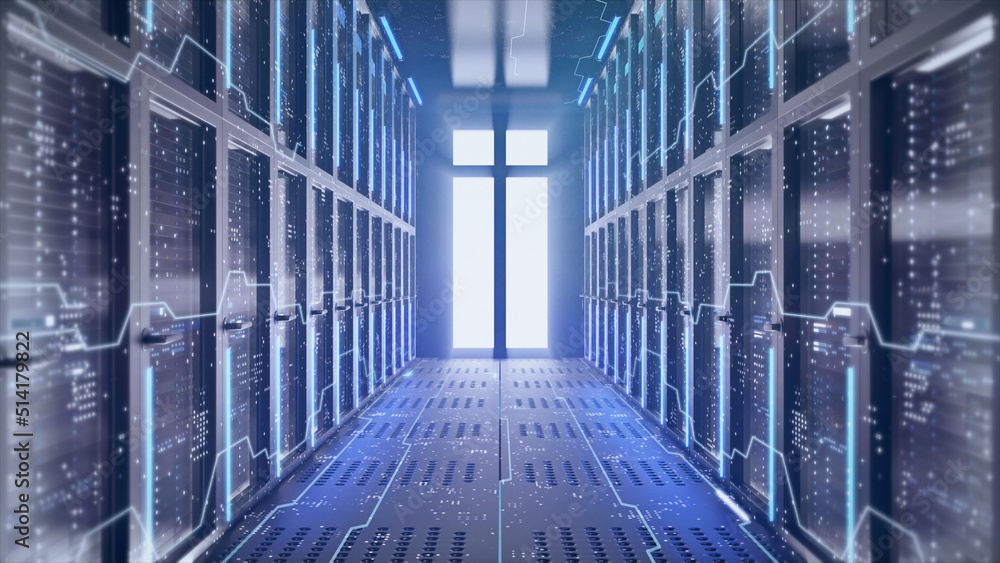 The 3d render Concept of: Digitalization of Information Flow Moving ...