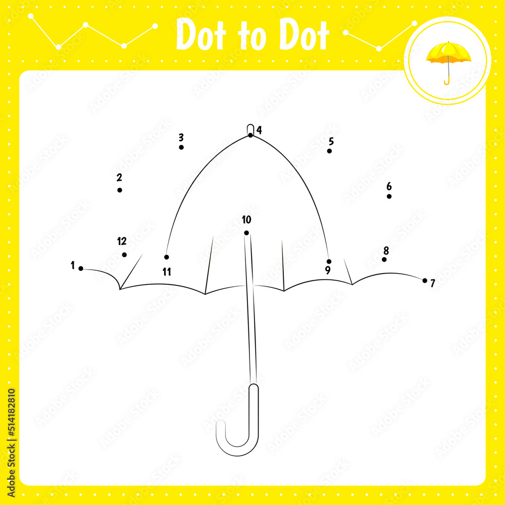 Vetor de Connect the dots. Umbrella. Dot to dot educational game ...