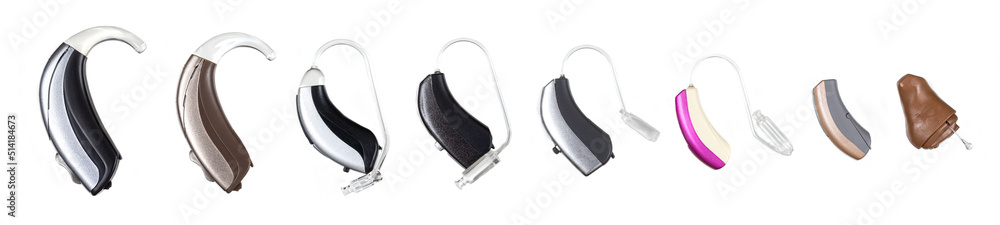 Hearing loss - panel of prostheses panoramic image Stock Photo | Adobe ...
