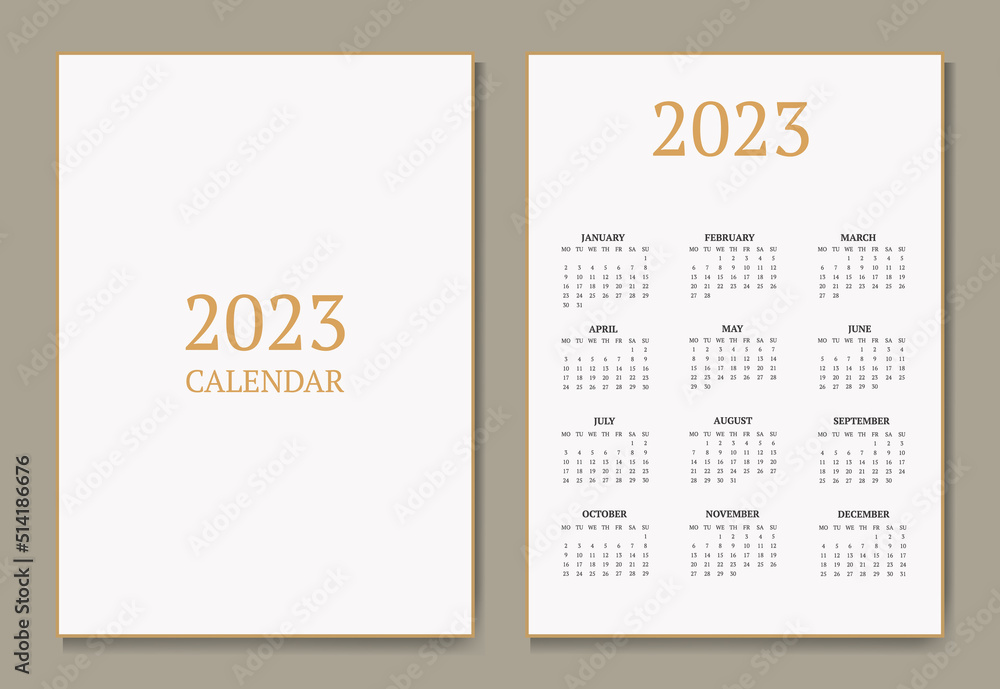 classic monthly calendar for 2023. A calendar in the style of ...