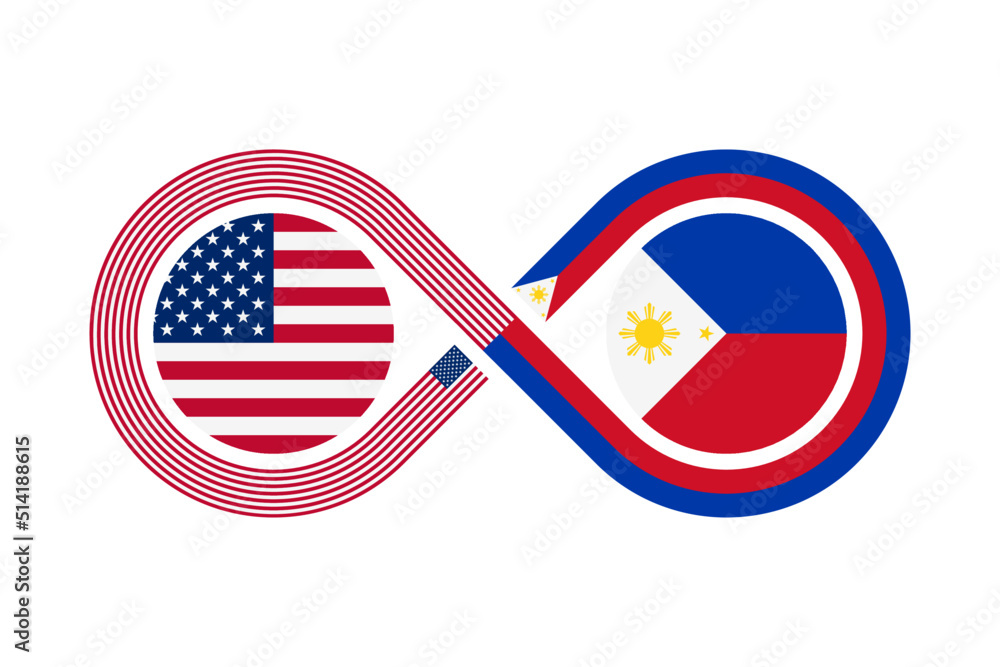 unity concept. usa and filipino flags. vector illustration isolated on ...